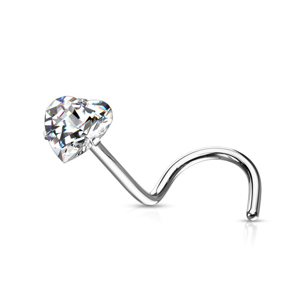 Nostril SERCE Kolczyk w nosie z kryształkiem n78 Piercing4u.pl ...