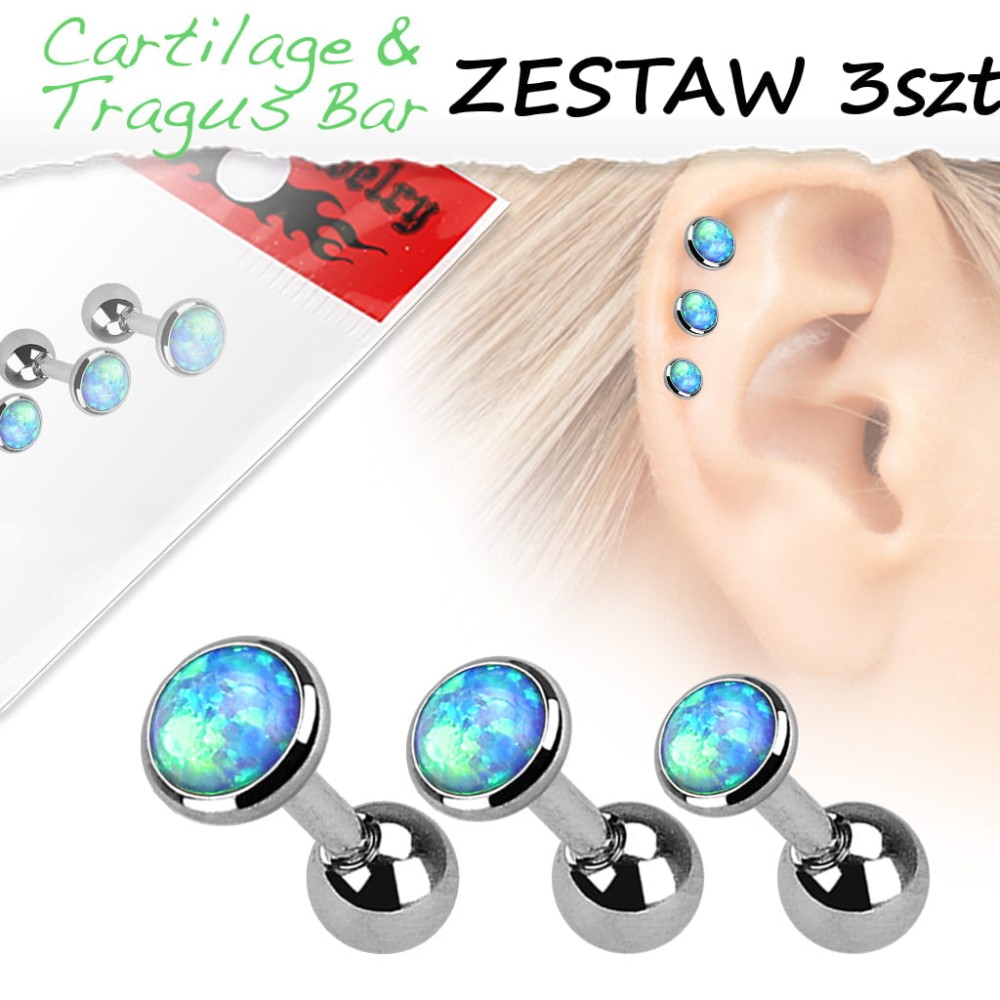 Kolczyki helix tragus Zestaw 3szt piercing do chrząstki u84 Piercing4u ...