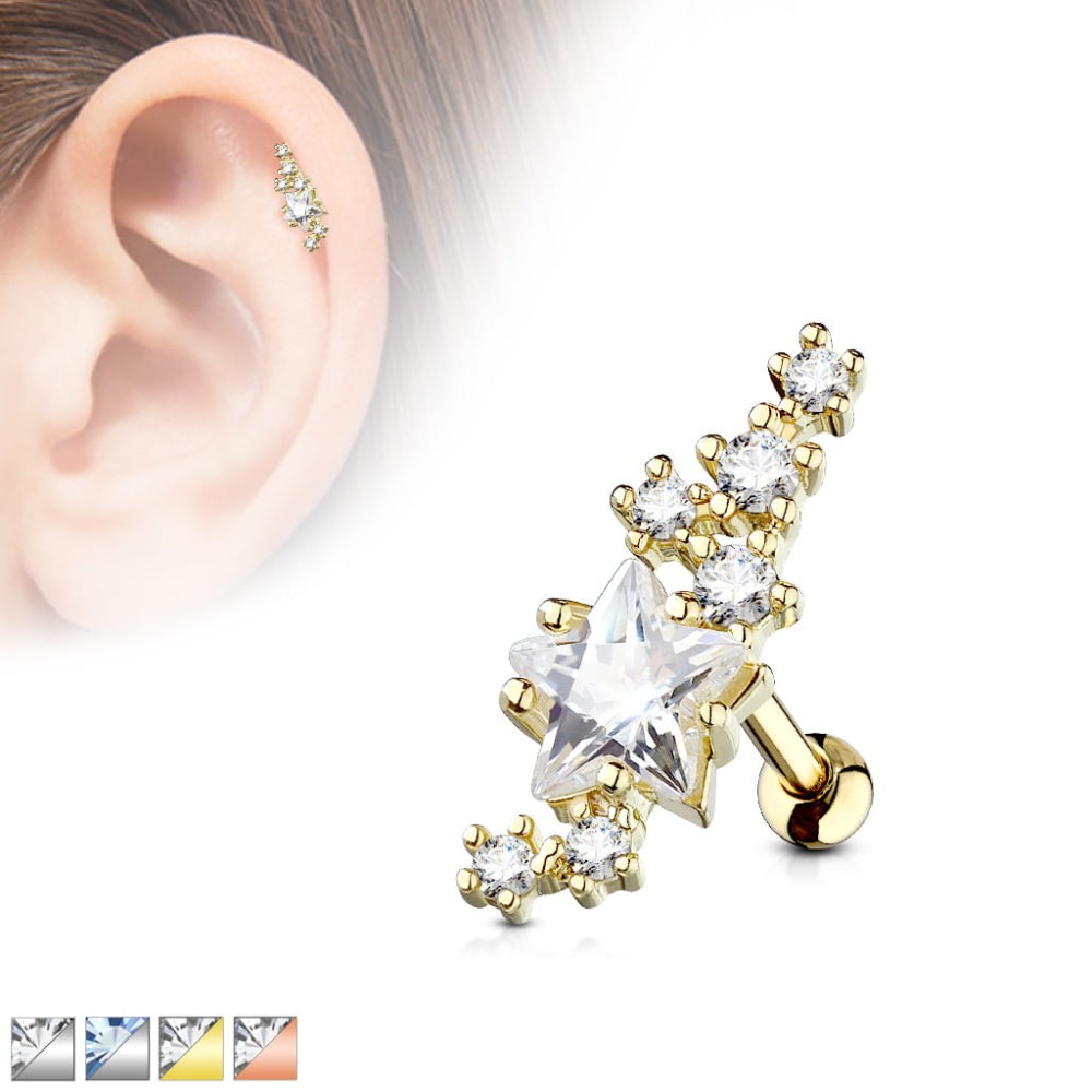 Kolczyk do ucha różowe złoto helix TRAGUS (u101) Piercing4u.pl ...