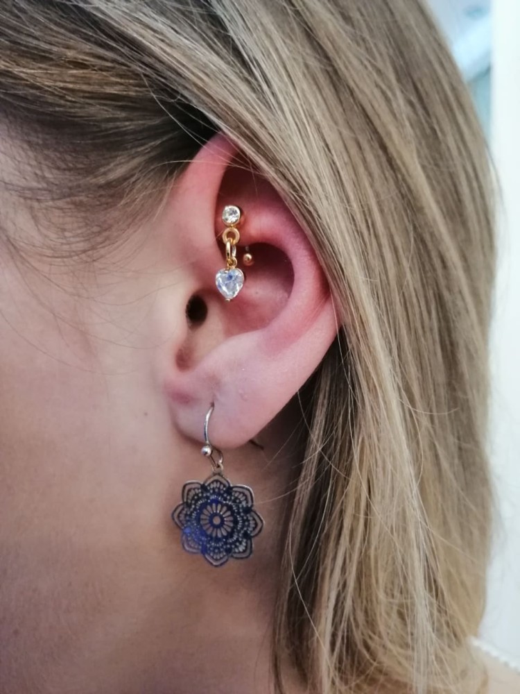 Kolczyk kryształek serce do chrząstki ucha helix tragus (u104 ...