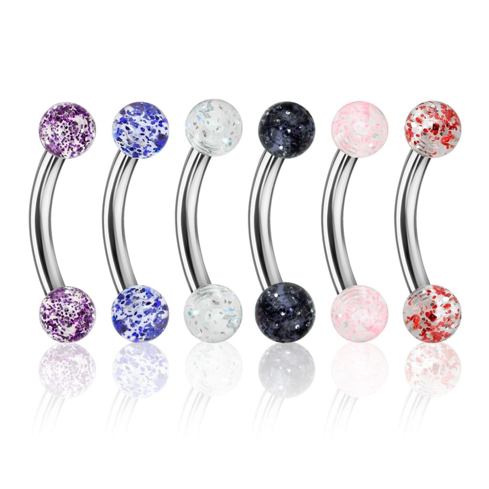 Kolczyk w BRWI akrylowy brokat 8mm / 4mm (Ba16) Piercing4u.pl ...